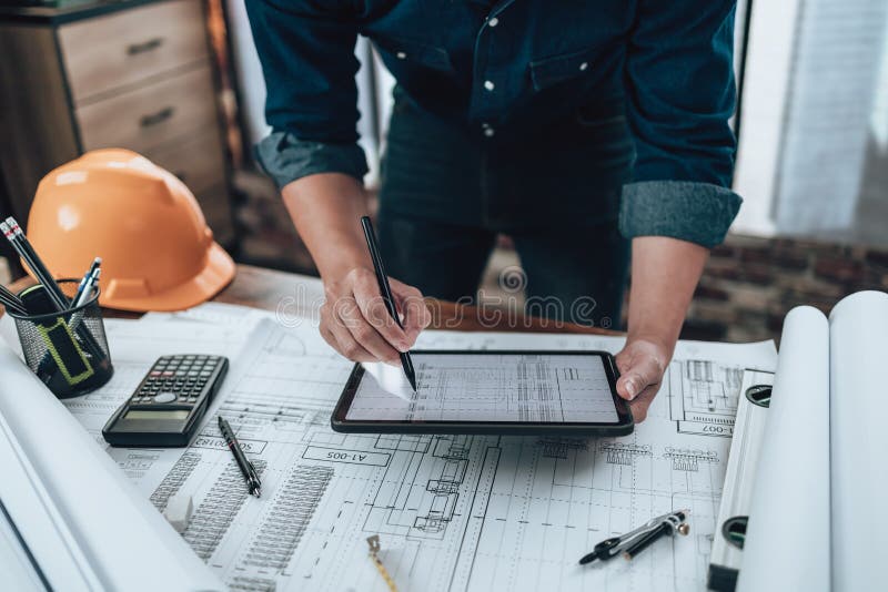 Engineering Working with Drawings Inspection on Tablet in the Office ...