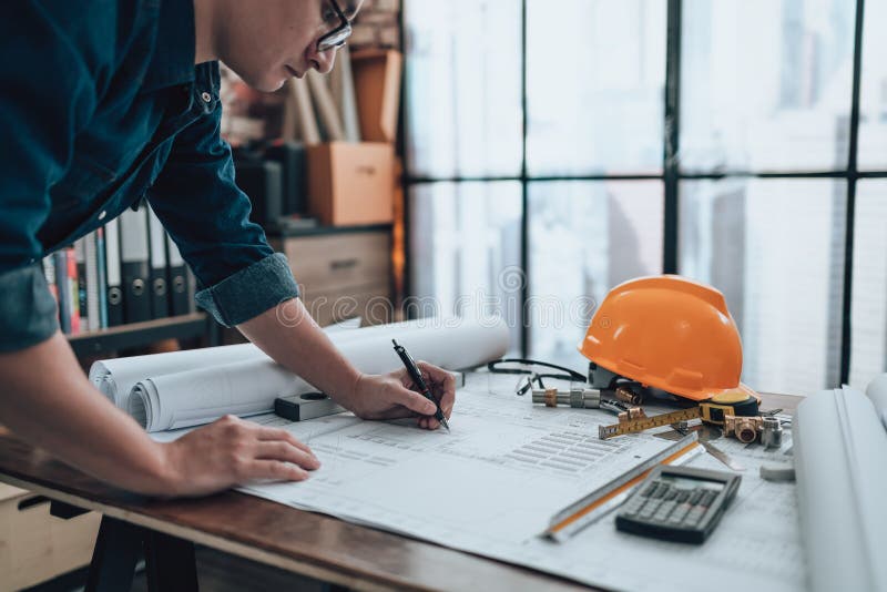 Engineering Working with Drawings Inspection and Writing on the Office ...