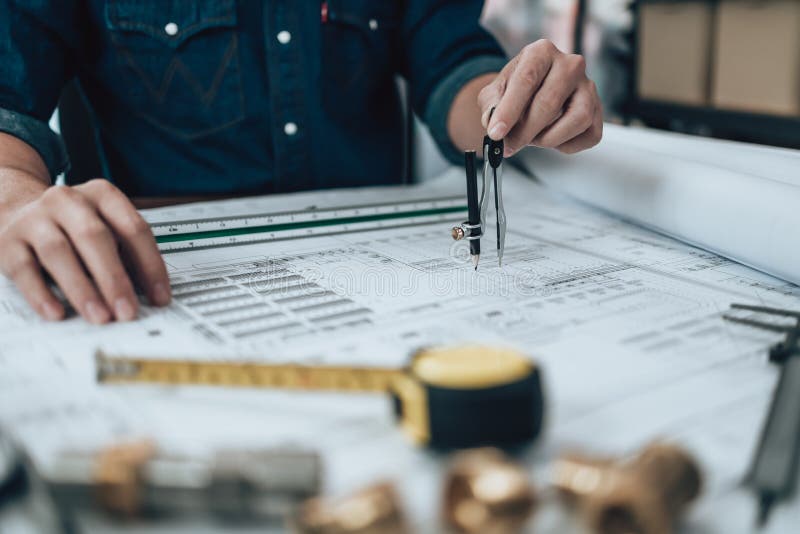 Engineering Working with Drawings Inspection and Writing on the Office ...