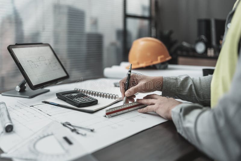 Engineering Working with Drawings Inspection and Writing on the Office ...