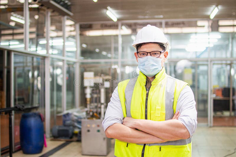 Engineering Working in Factory Concept. Young Technician with Arms ...