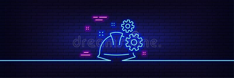 Engineering Working Process Line Icon. Engineer or Architect Helmet ...