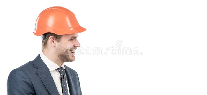 Engineering that Works. Civil Engineer Side-face. Happy Engineer in ...