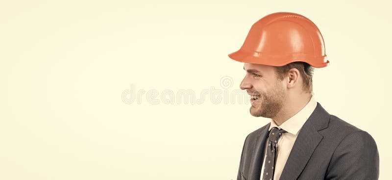 Engineering that Works. Civil Engineer Side-face. Happy Engineer in ...