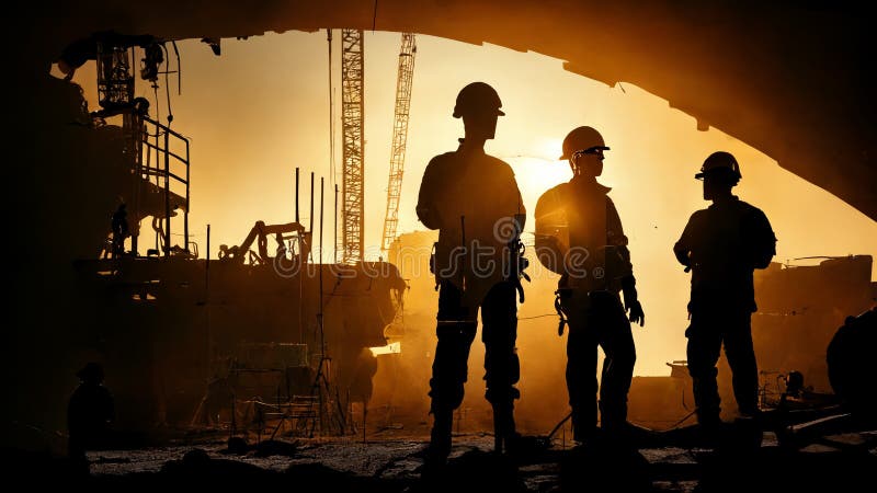 Engineers in Action. a Team on a Construction Site Stock Illustration ...