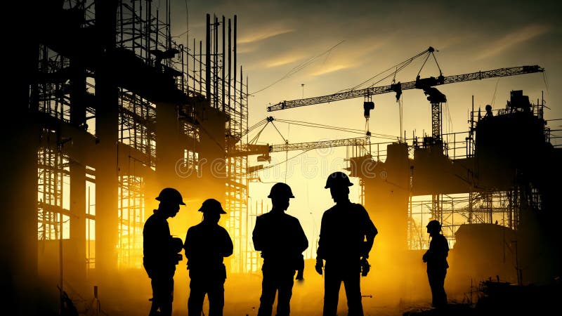 Engineers in Action. a Team on a Construction Site Stock Illustration - Illustration of safety ...