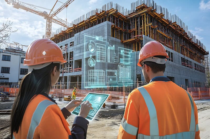 Engineers Analyzing Augmented Building Specs at Construction Site with ...