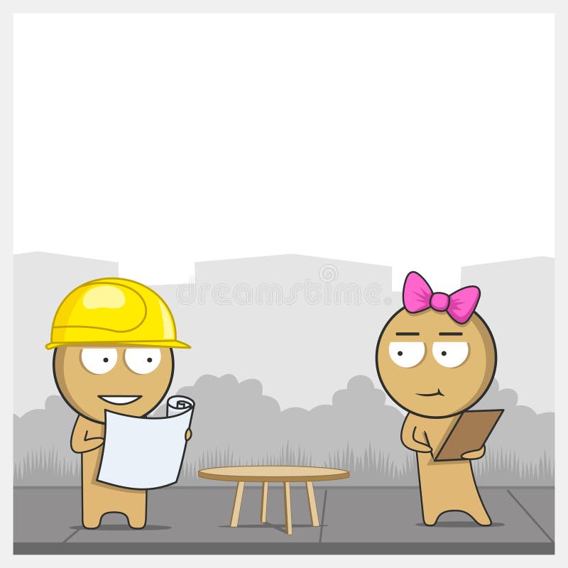 Engineers with Blueprints. Engineers Drawing a Plan. Stock Vector ...
