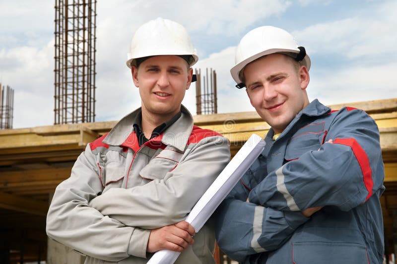 Architect and Construction Engineer with Plan Stock Photo - Image of ...