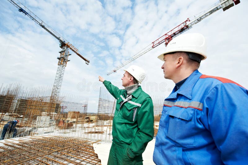 Engineers Builders at Construction Site Stock Photo - Image of design ...