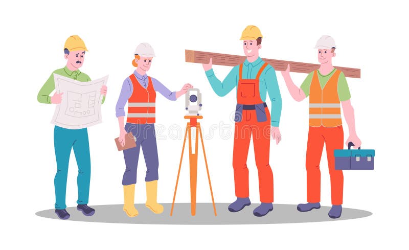 Engineers and Builders Team Vector Illustration Stock Vector ...