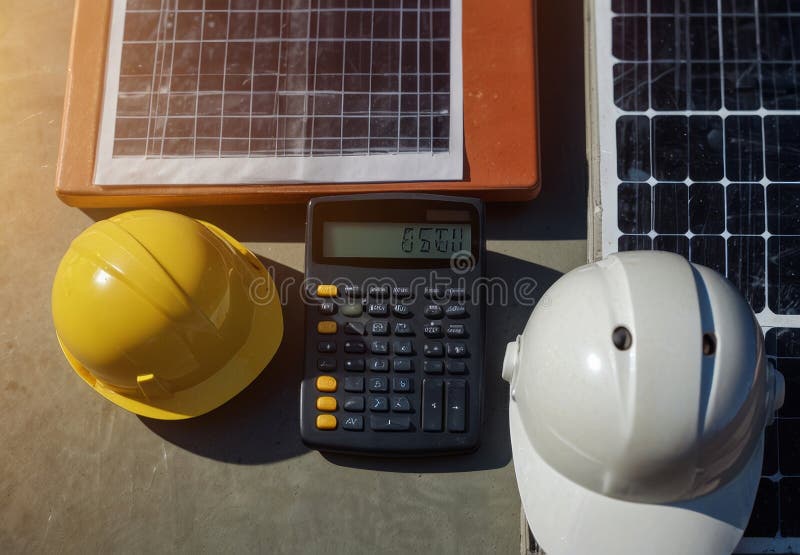 Engineers Calculating Costs of Solar Panel Installation Project Stock ...