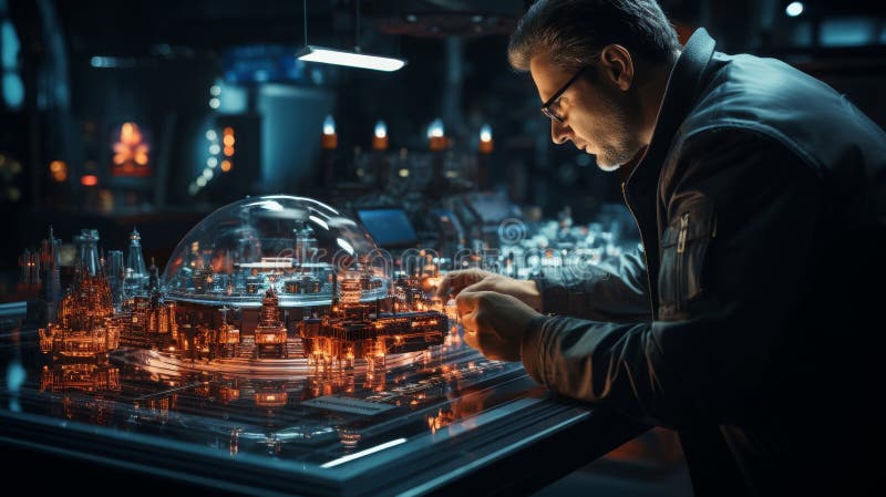 Engineers Calibrating Spacecraft Control Systems at a Control Center ...