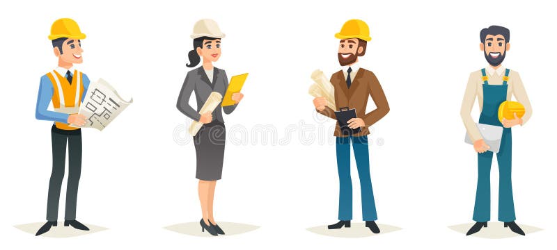 Engineers Cartoon Set stock vector. Illustration of isolated - 210531116