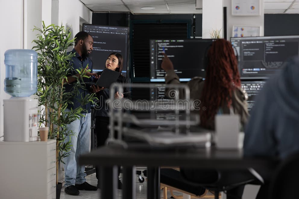 Engineers Checking Artificial Intelligence Code Editorial Stock Image