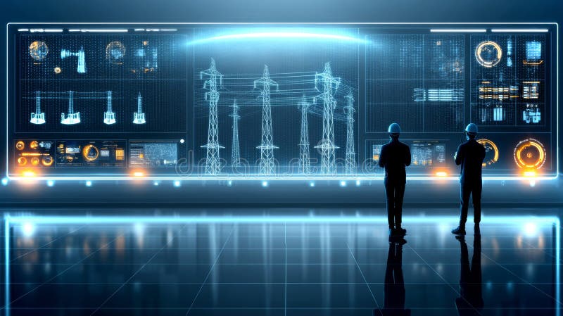 Engineers Collaborate in a Futuristic Control Center with Advanced ...