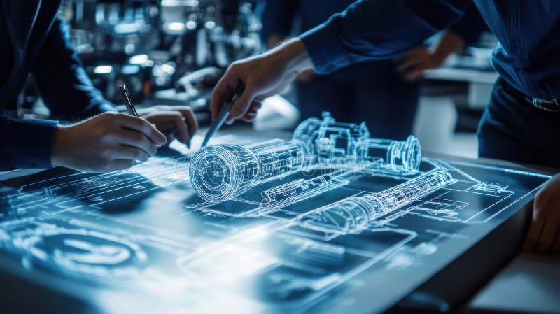 Engineers Collaborating on Advanced Technology Design at a Modern ...