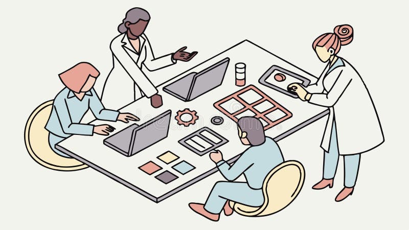 Engineers Collaborating on a Complex Electronic Design, Vector Design ...