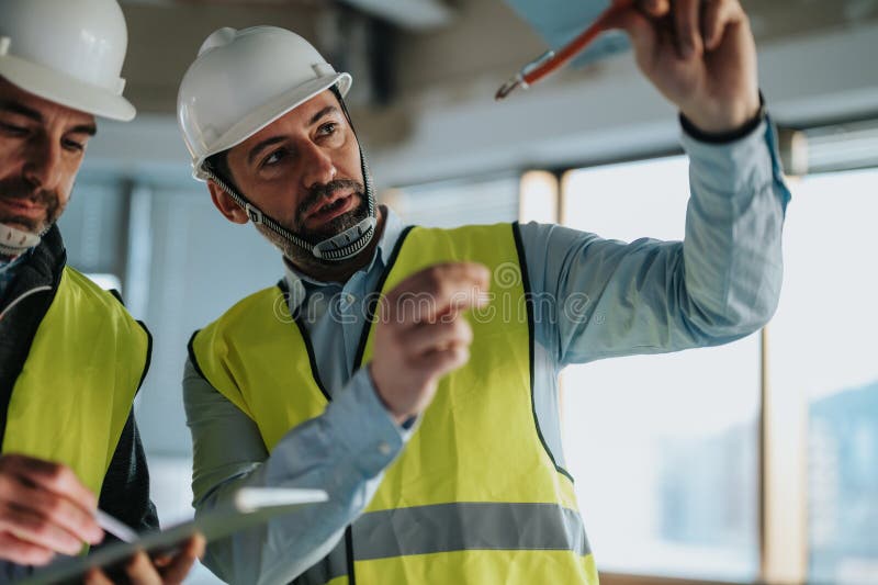 Engineers Collaborating during a Construction Project in a Modern Interior Stock Photo - Image ...