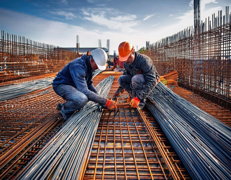 Engineers Collaborating on a Large Construction Stock Photo - Image of ...