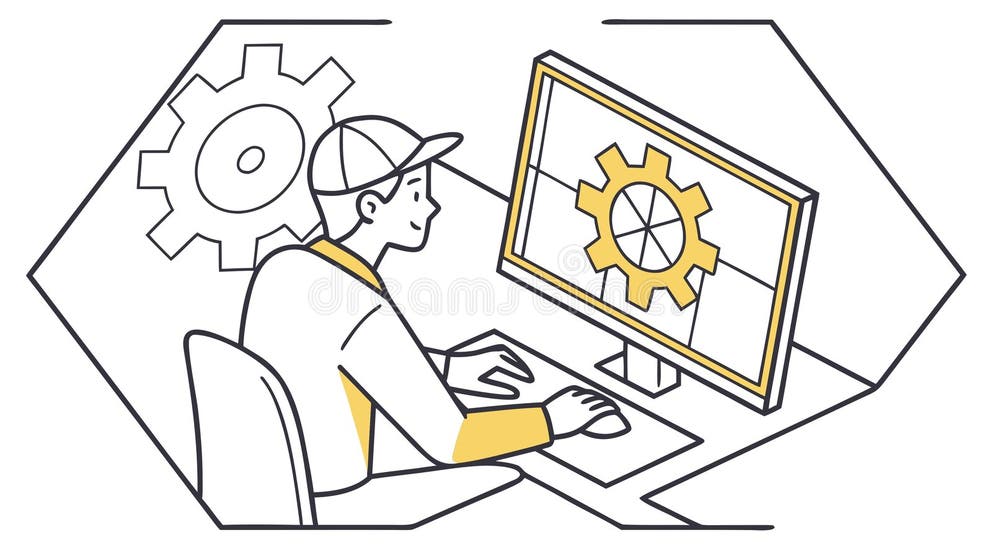 Engineers Collaborating on Software Project, Teamwork and Development, Vector Design Generative ...