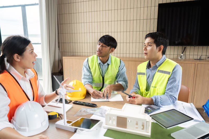 Engineers Collaborating on Sustainable Project Planning Stock Photo ...