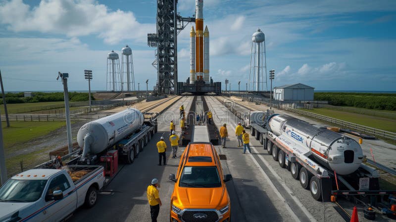 Engineers Conducting Pre-launch Rocket Checks Stock Image - Image of ...