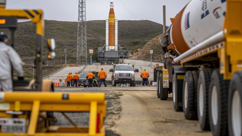 Engineers Conducting Pre-launch Rocket Checks Stock Illustration ...
