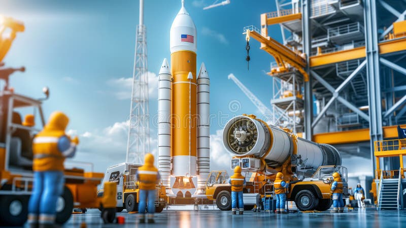 Engineers Conducting Pre-launch Rocket Checks Stock Image - Image of ...