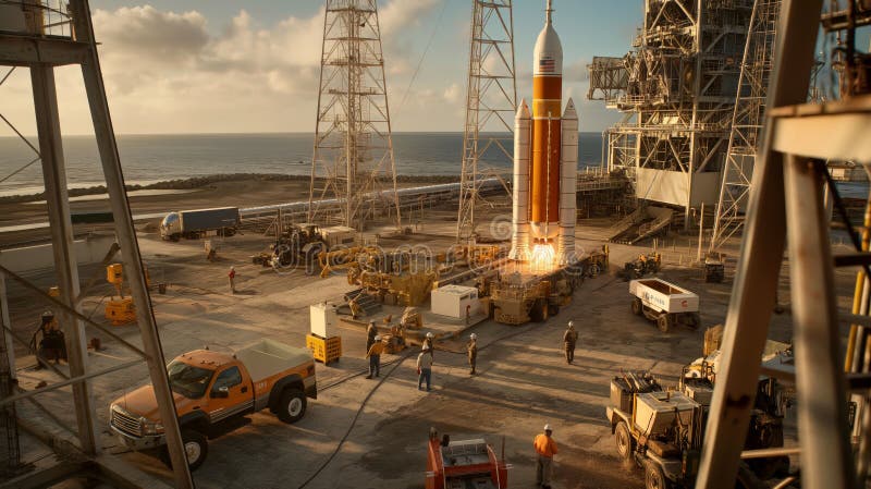 Engineers Conducting Pre-launch Rocket Checks Stock Image - Image of ...