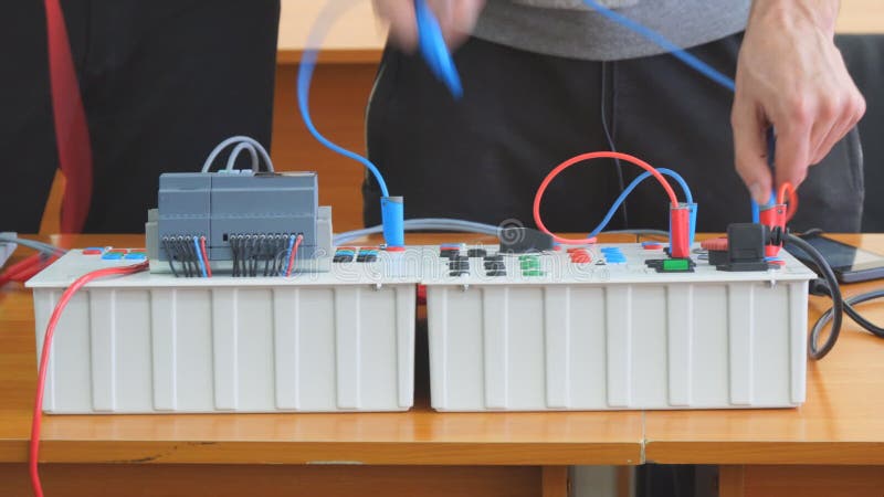 Engineers Connect Wires Control Panel Stock Footage - Video of electric ...