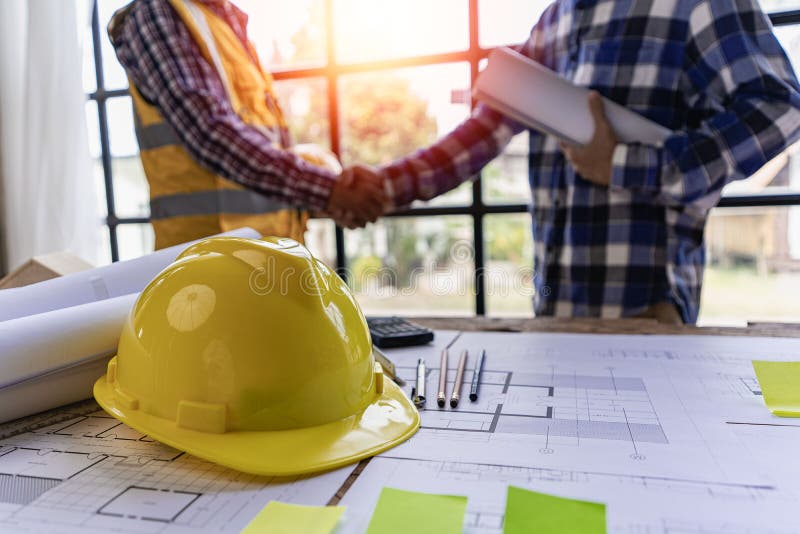 Engineers and Construction Crews Shake Hands, Start New Project ...