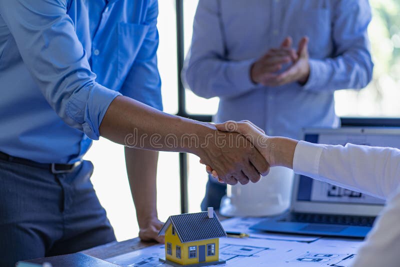 Engineers and Construction Crews Shake Hands, Start New Project ...