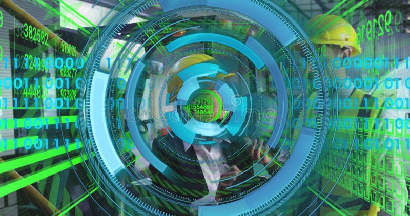 Engineers on Construction Site Using Digital Interface with Animation ...