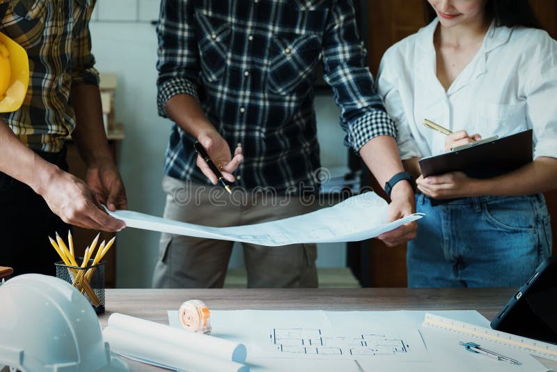 Engineers are Consulting the Team To Design an Architectural Structure ...