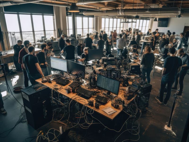 Engineers and Developers Create AI Virtual Assistant Stock Illustration ...