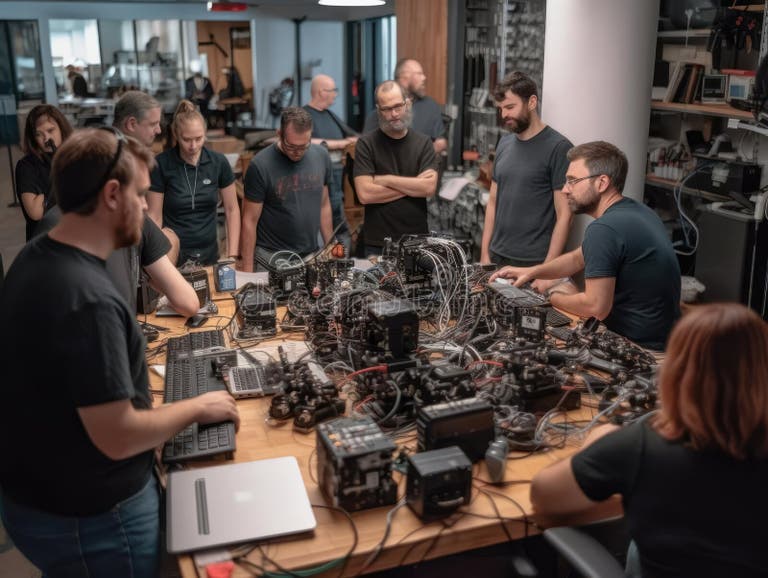 Engineers and Developers Create AI Virtual Assistant Stock Illustration ...