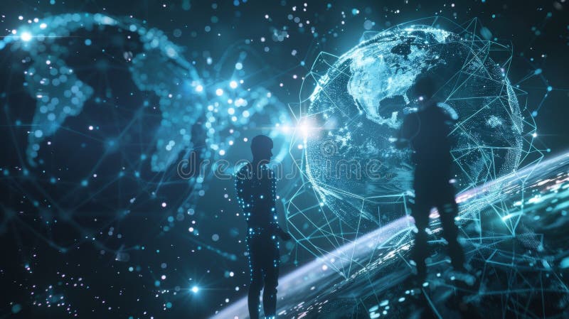 Engineers Developing Futuristic Global Network Technology Stock Photo ...