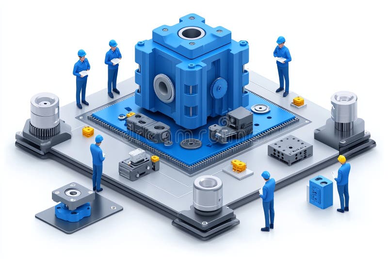Engineers Discuss the Design and Functionality of a Blue Mechanical ...