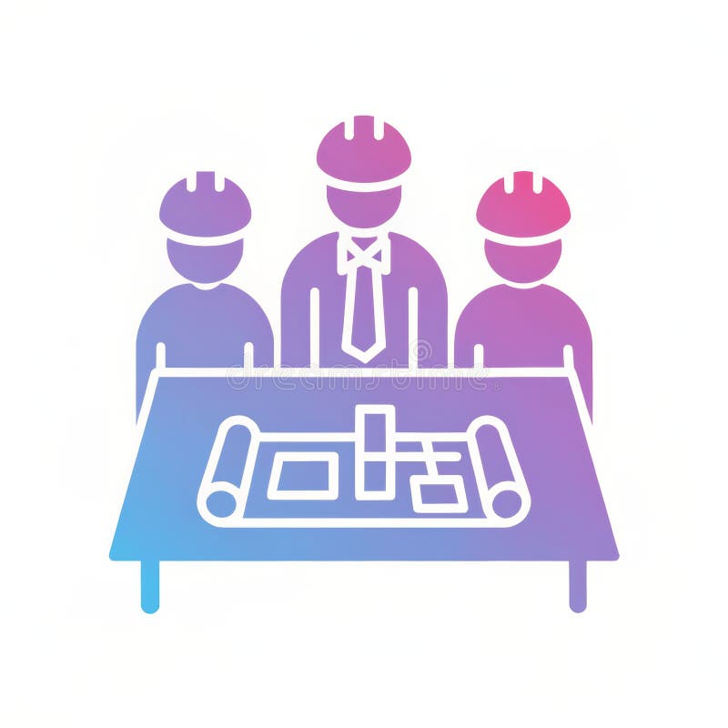 Engineers Discuss Planning Layout on Table with Blueprints and ...