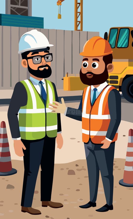 Engineers Discussing Building Progress at Construction Site Stock ...