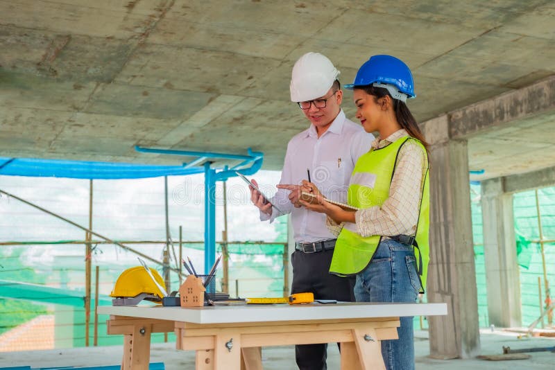 Engineers are Discussing at Building Site Stock Photo - Image of build ...