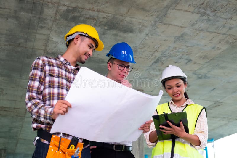 Engineers are Discussing at Building Site Stock Image - Image of ...