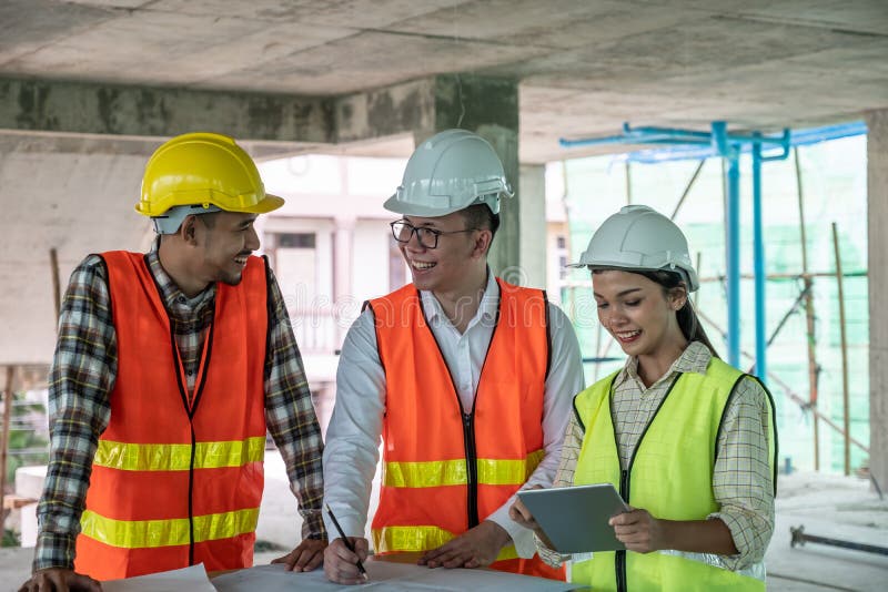Engineers are Discussing at Building Site Stock Photo - Image of male ...