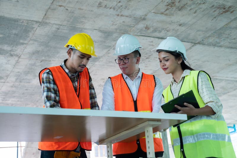Engineers are Discussing at Building Site Stock Image - Image of civil ...
