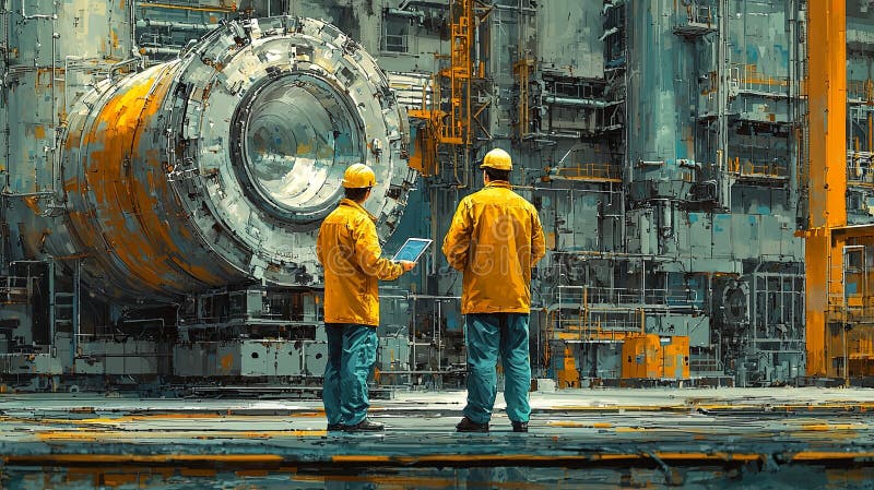 Engineers Discussing Digitalization in a Modern Industrial Factory ...