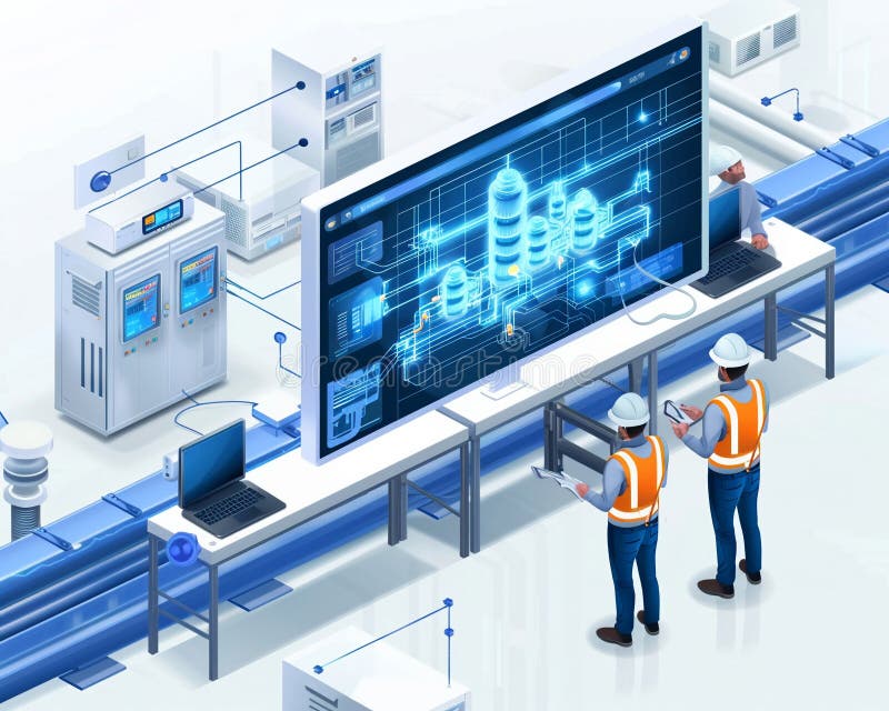 Engineers Discussing Improvements in a Lean, Automated Assembly Line ...