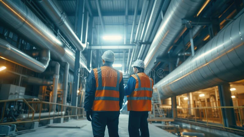 Engineers Discussing Plans Inside Stock Illustration - Illustration of maintenance, solutions ...