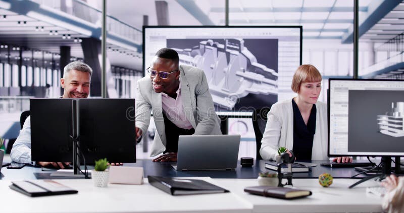 Engineers Doing 3D CAD Model Design Stock Image - Image of parts ...