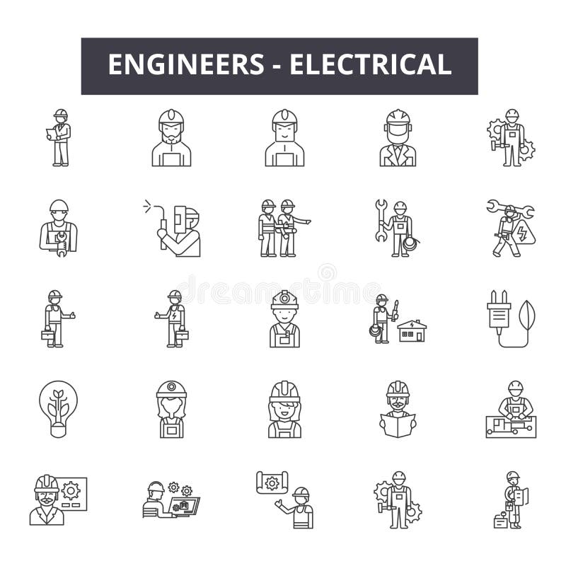 Engineers Electrical Line Icons, Signs, Vector Set, Outline ...